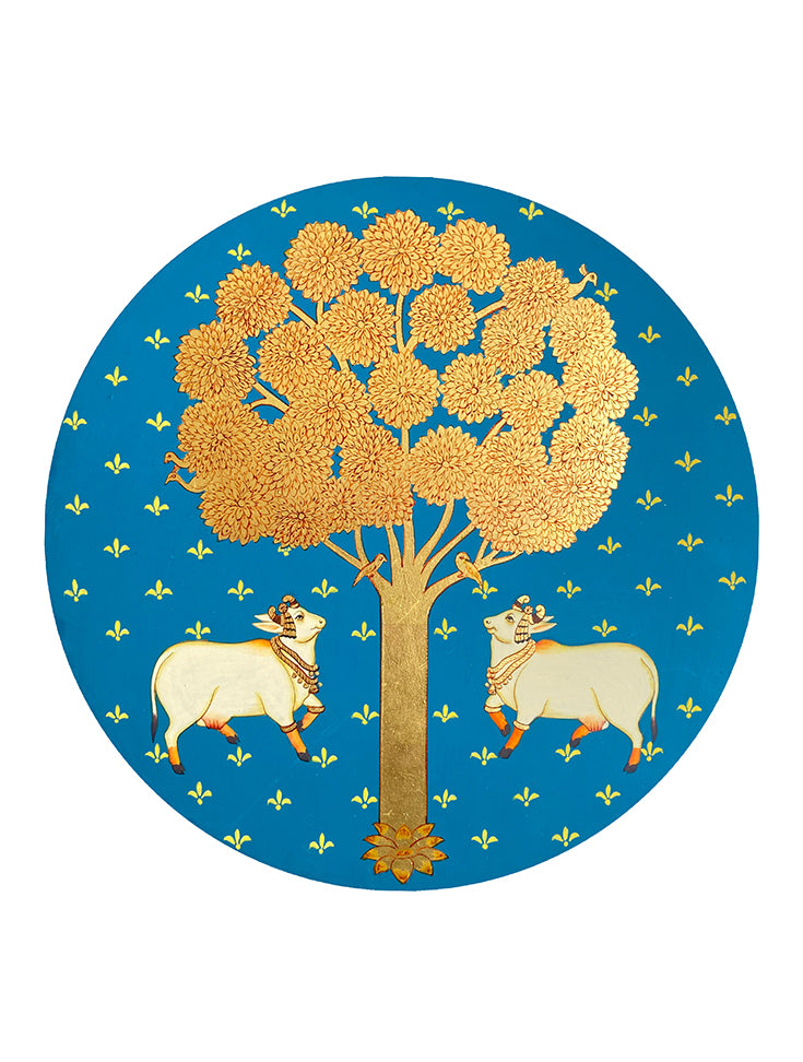 Kamdhenu and golden kadamb ( round MDF ) – Anantjaipurofficial